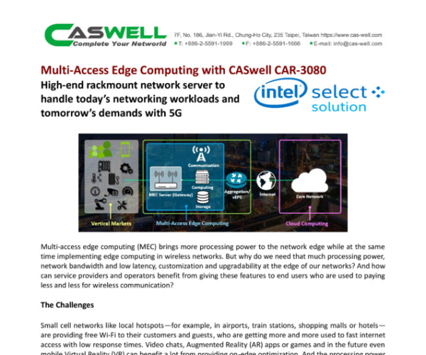 Multi Access Edge Computing With Caswell Car 3080