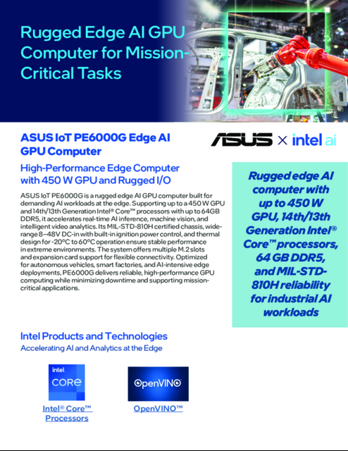 ASUS IoT PE6000G Edge AI GPU Computer : High-Performance Edge Computer ...