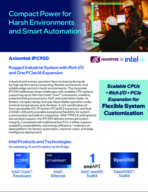 Axiomtek IPC920 : Rugged Industrial System with Rich I/O and One ...