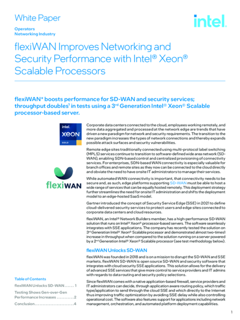 flexiWAN Improves Networking and Security Performance with Intel® Xeon® Scalable Processors