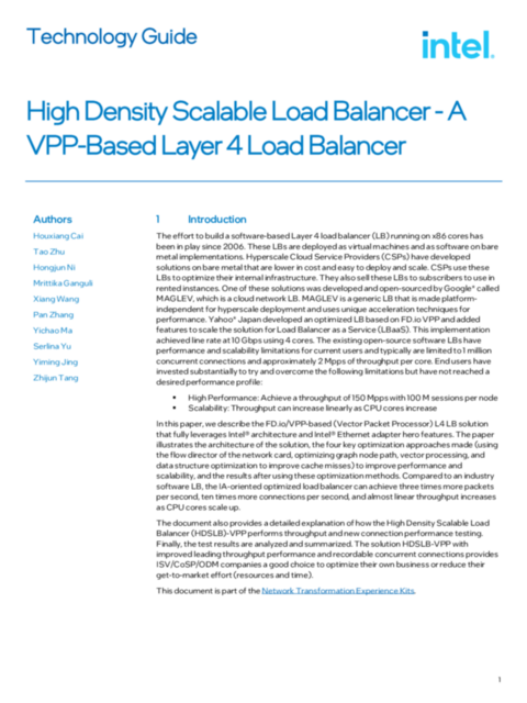 High Density Scalable Load Balancer - A VPP-Based Layer 4 Load Balancer Technology Guide