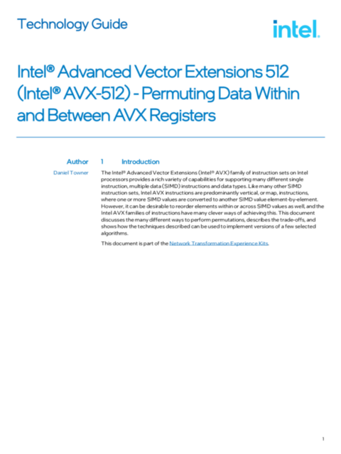 Intel® AVX-512 - Permuting Data Within and Between AVX Registers Technology Guide