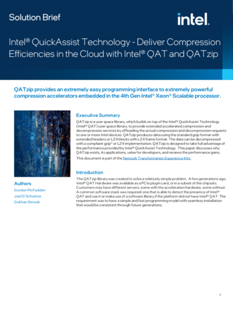 Intel® QuickAssist Technology - Deliver Compression Efficiencies in the ...