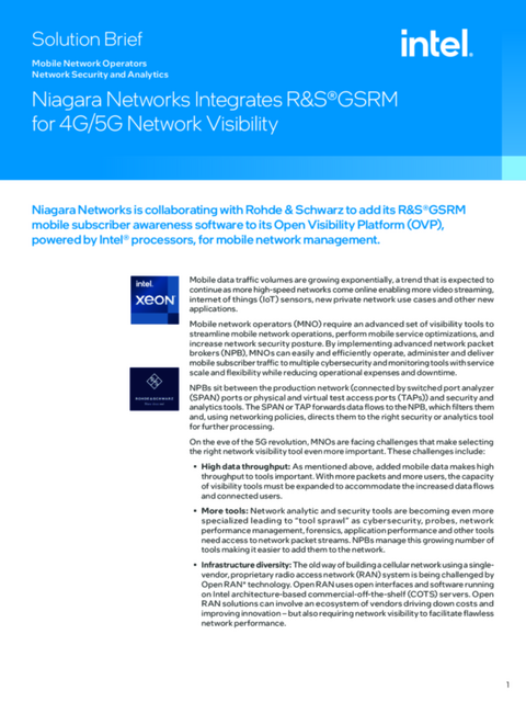Niagara Networks Integrates R&S®GSRM for 4G/5G Network Visibility