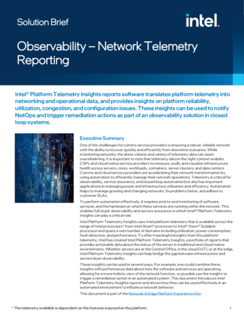 Observability - Network Telemetry Reporting Solution Brief