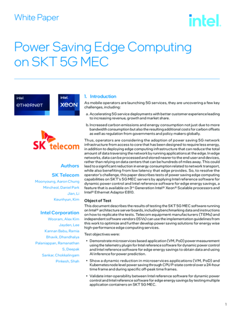 Power Saving Edge Computing on SKT 5G MEC
