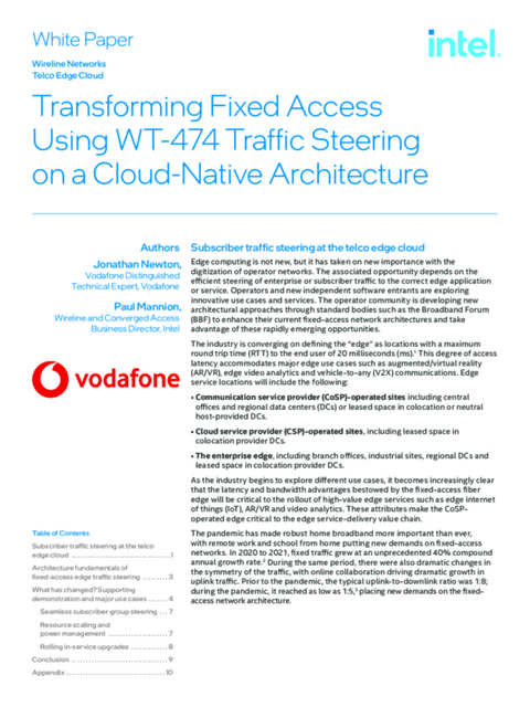 Transforming Fixed Access Using Traffic Steering on a Cloud Native ...