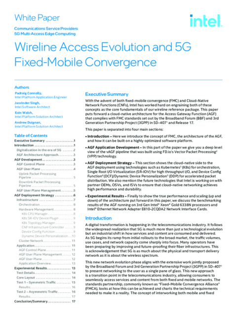 Wireline Access Evolution and 5G Fixed-Mobile Convergence