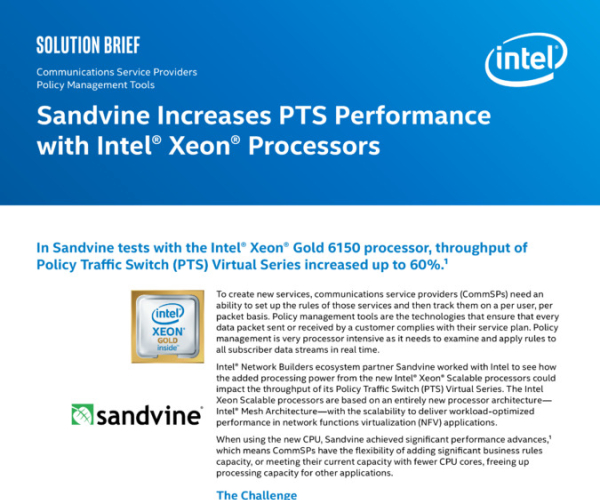 Sandvine Increases PTS Performance with Intel® Xeon® Processors