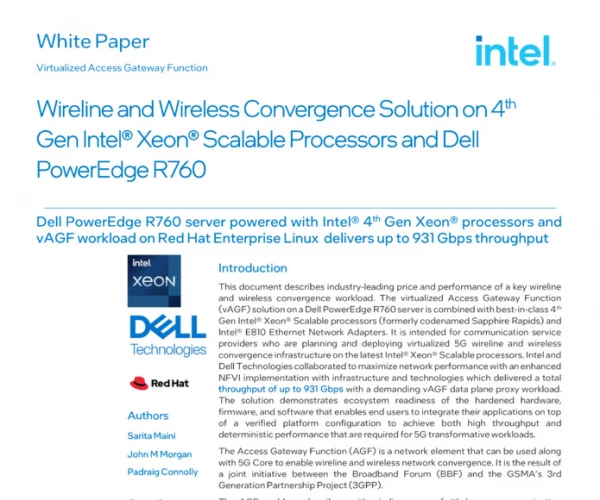 Wireline And Wireless Convergence Solution On 4th Gen Intel® Xeon® Scalable Processors And Dell